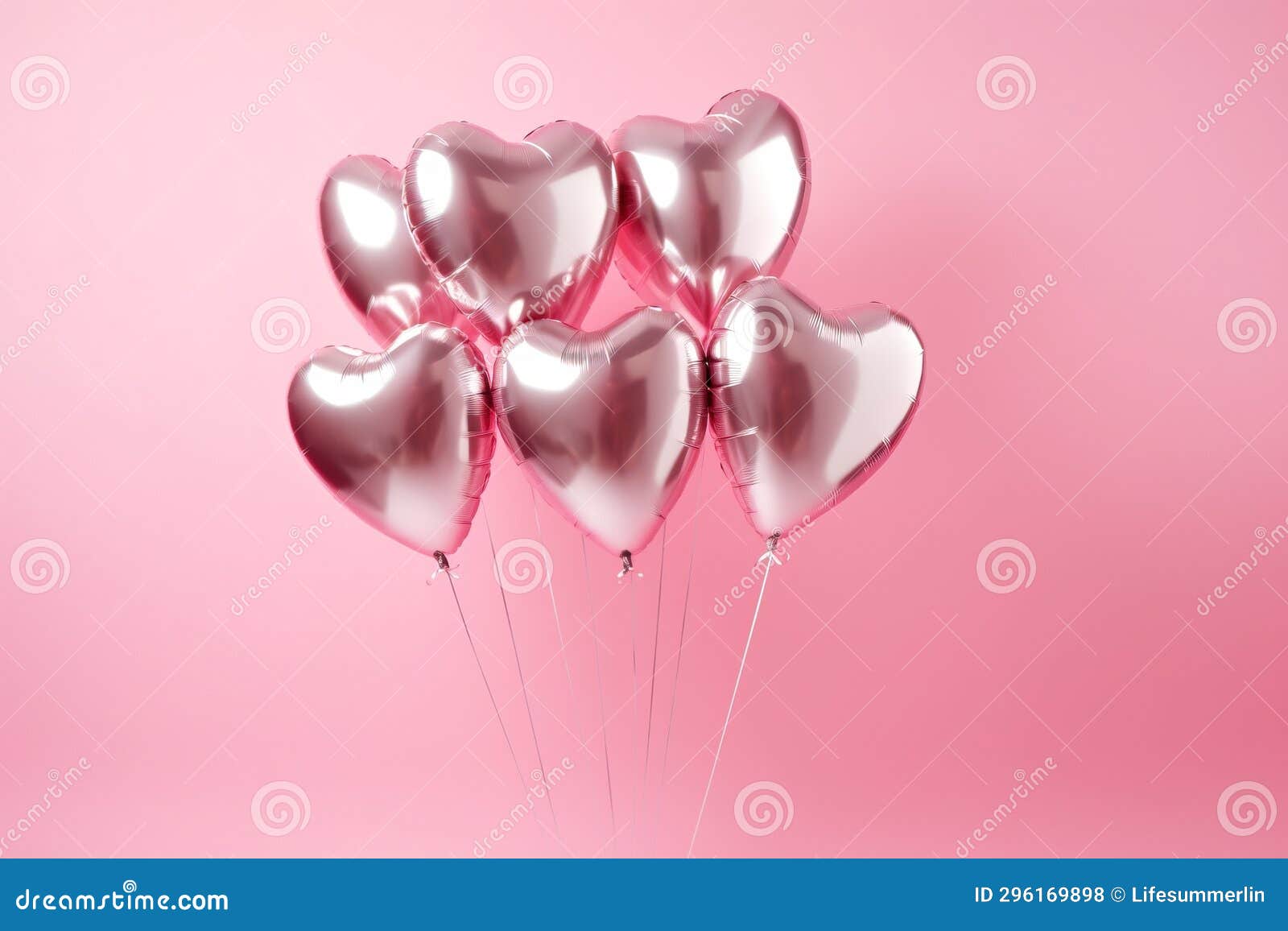 Romantic Pink Heart-Shaped Helium Balloons Stock Photo - Image of ...