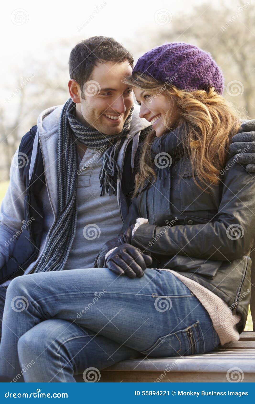 Romantic Portrait Couple Outdoors in Winter Stock Image - Image of ...