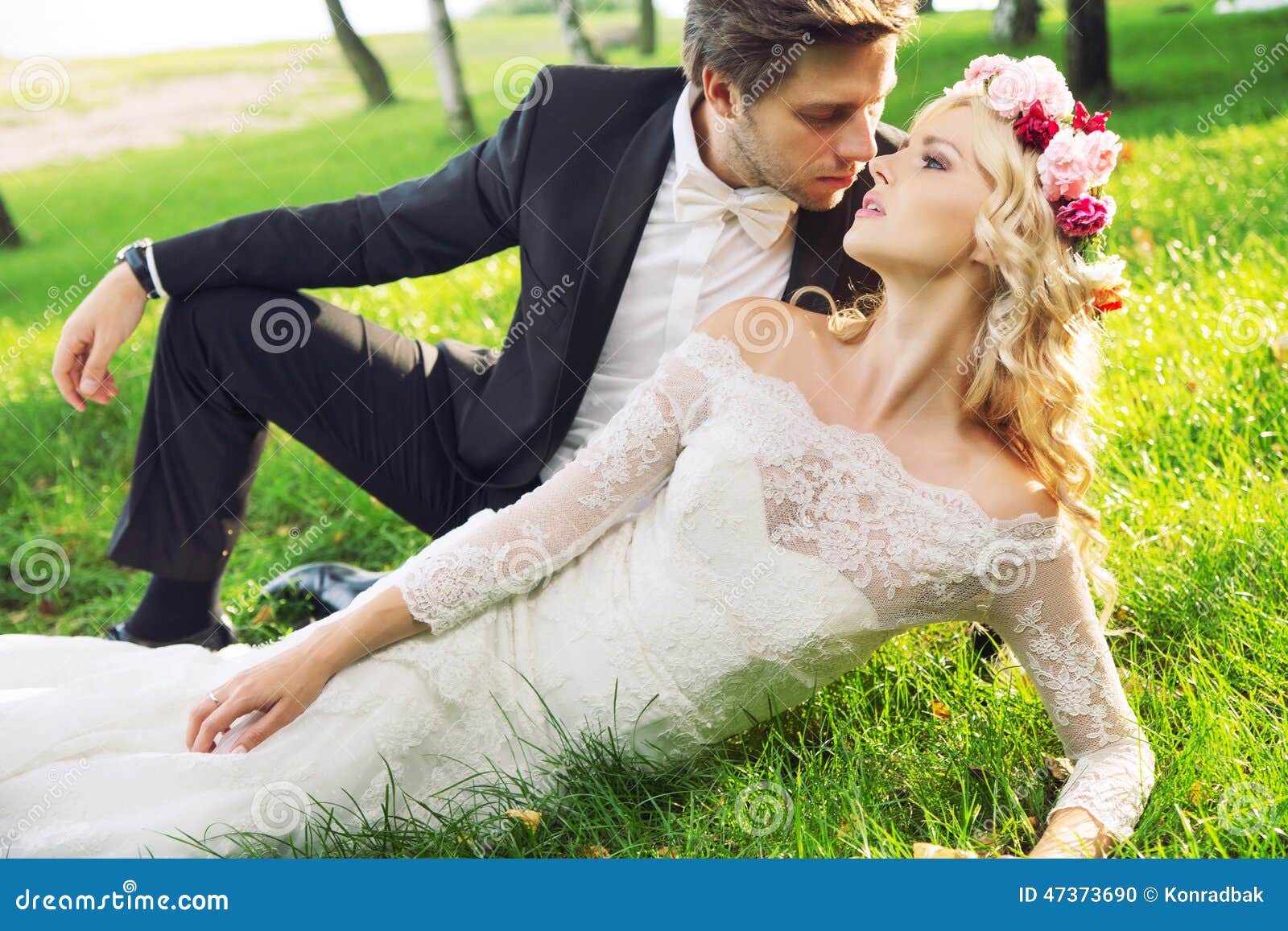 Romantic Portrait of the Marriage Couple Stock Photo - Image of gown ...