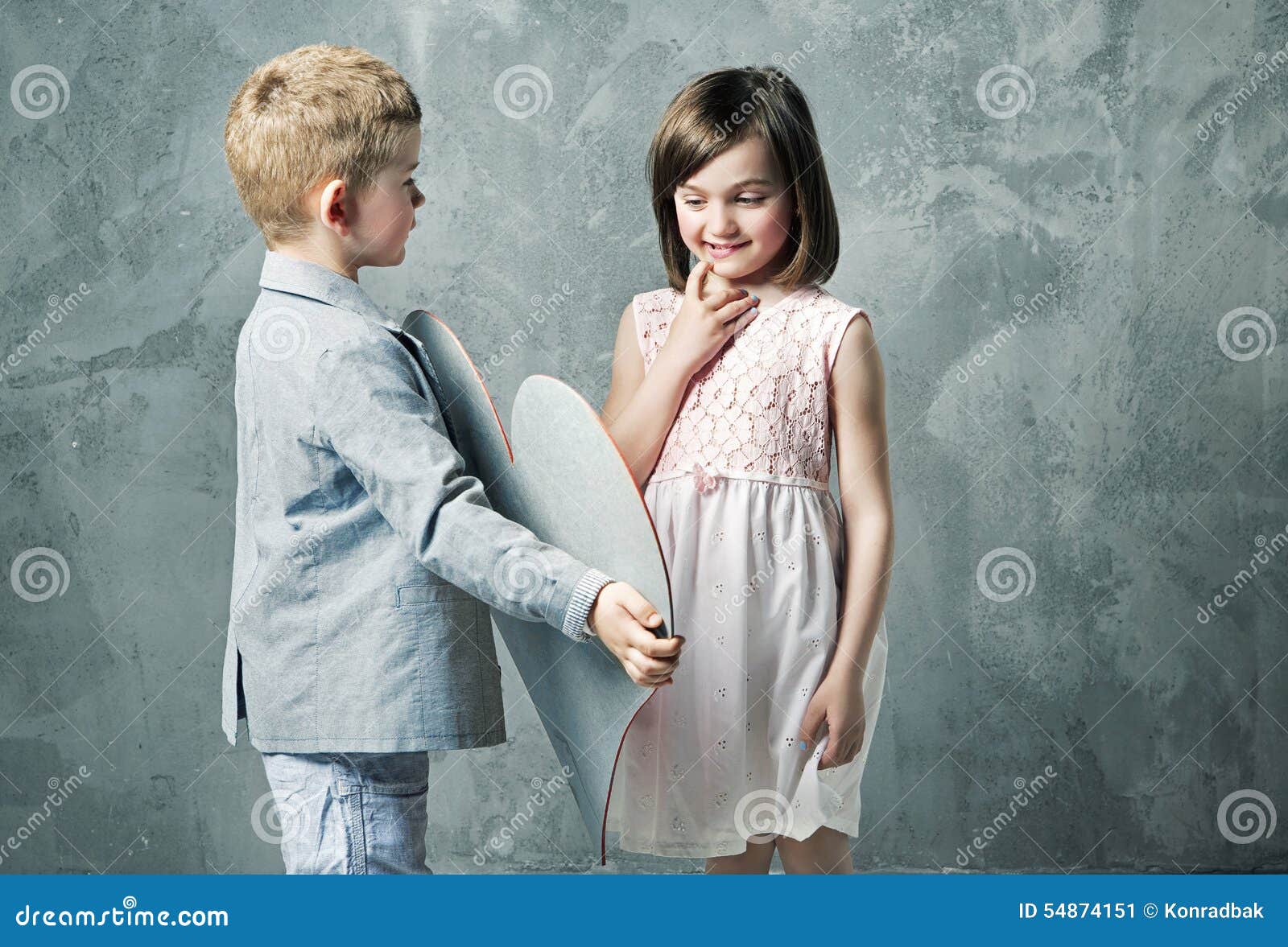 Romantic Portrait of Two Little Children Stock Image - Image of ...