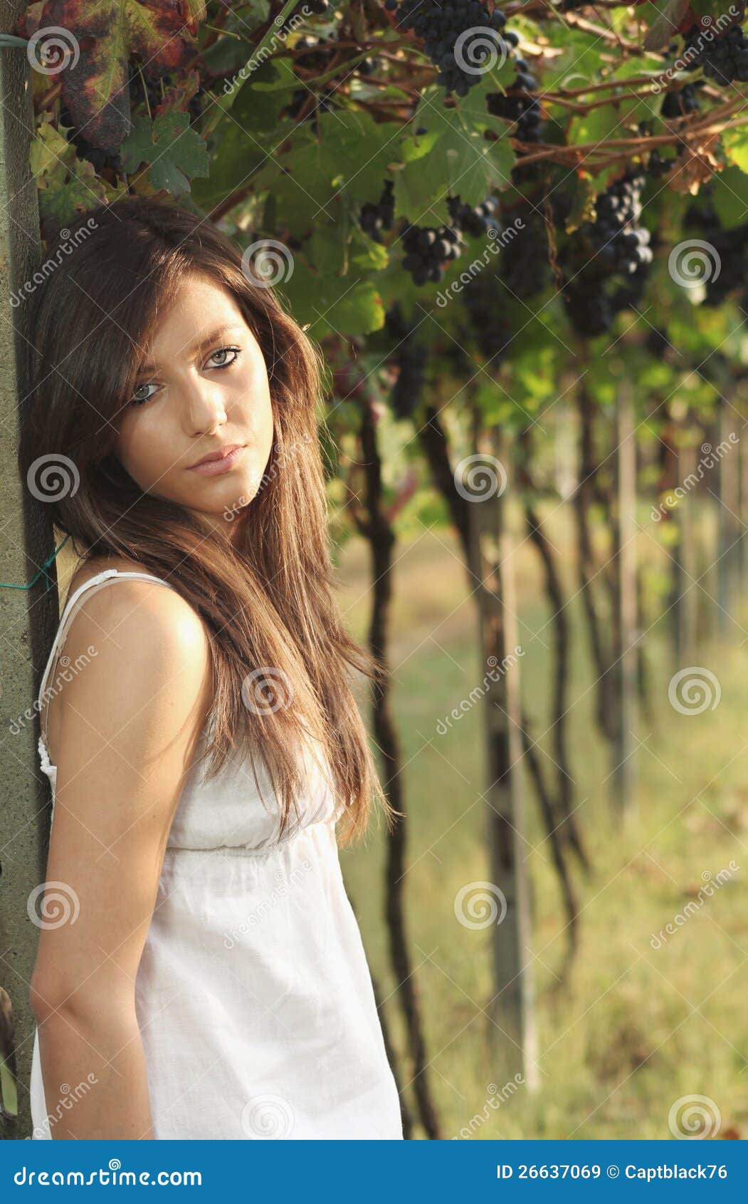 Romantic Portrait in a Vineyard Stock Image - Image of beauty ...