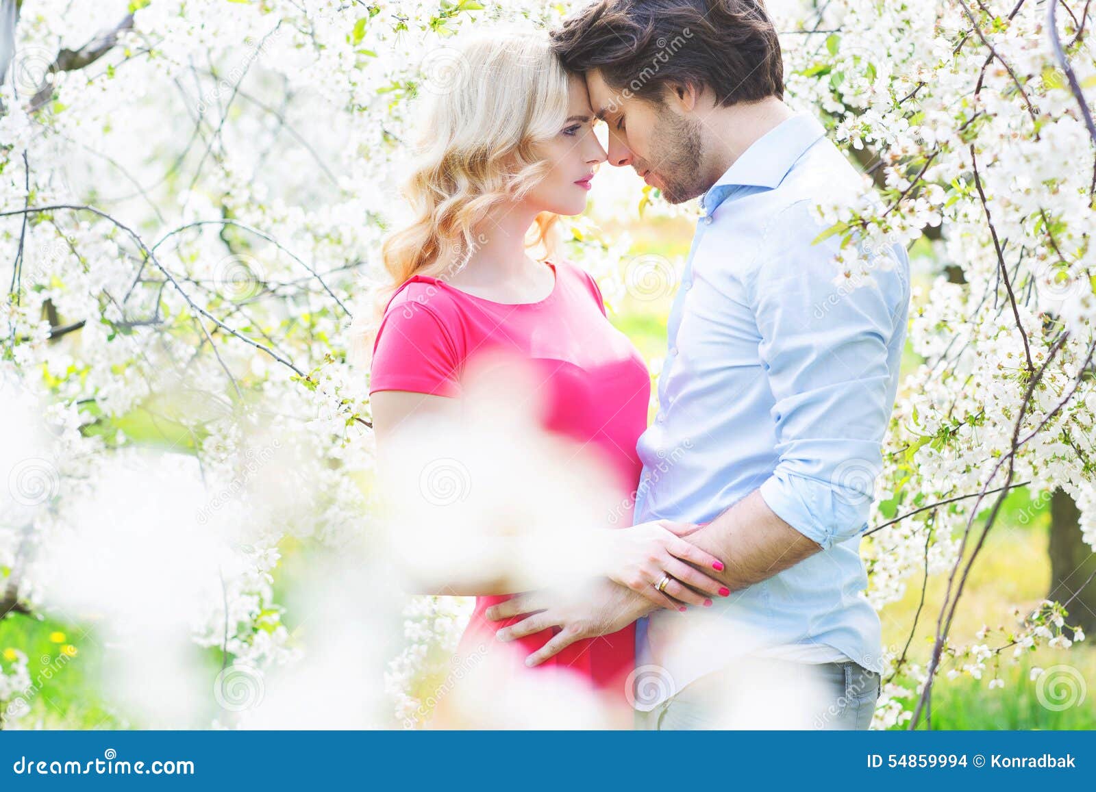 Romantic Portrait of a Young Pair Stock Photo - Image of flower, couple ...