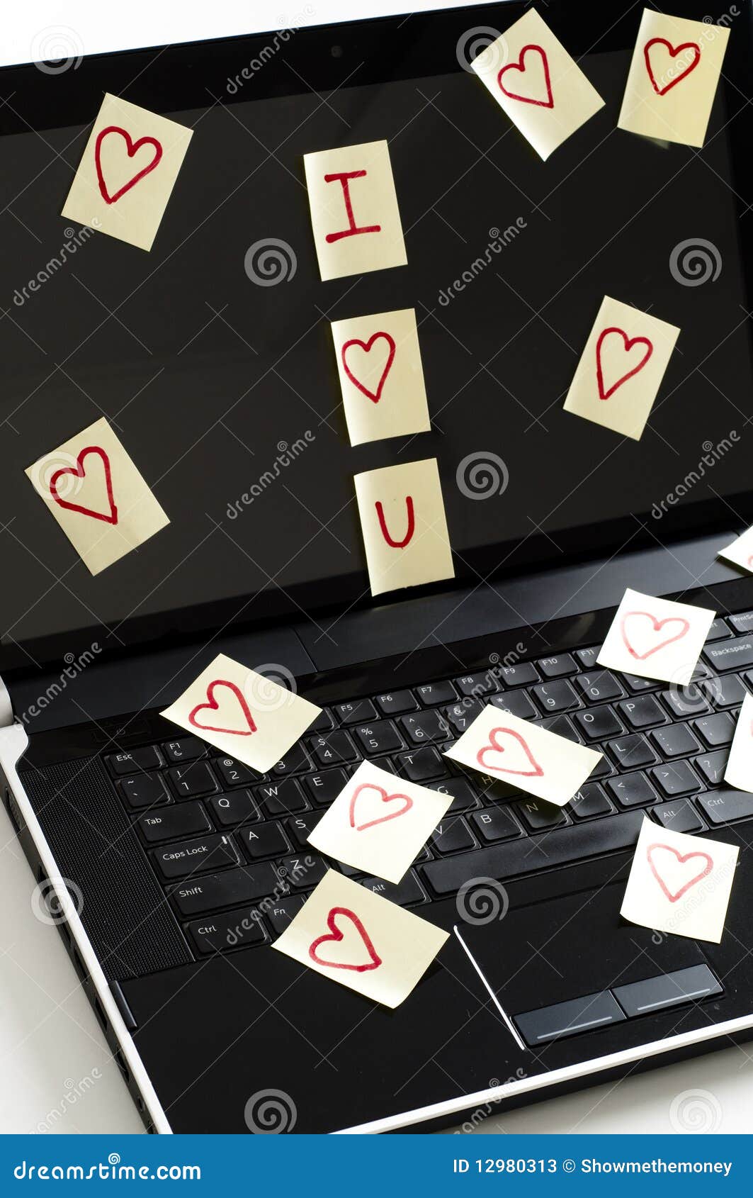 Romantic post it notes stock image. Image of screen, work - 12980313