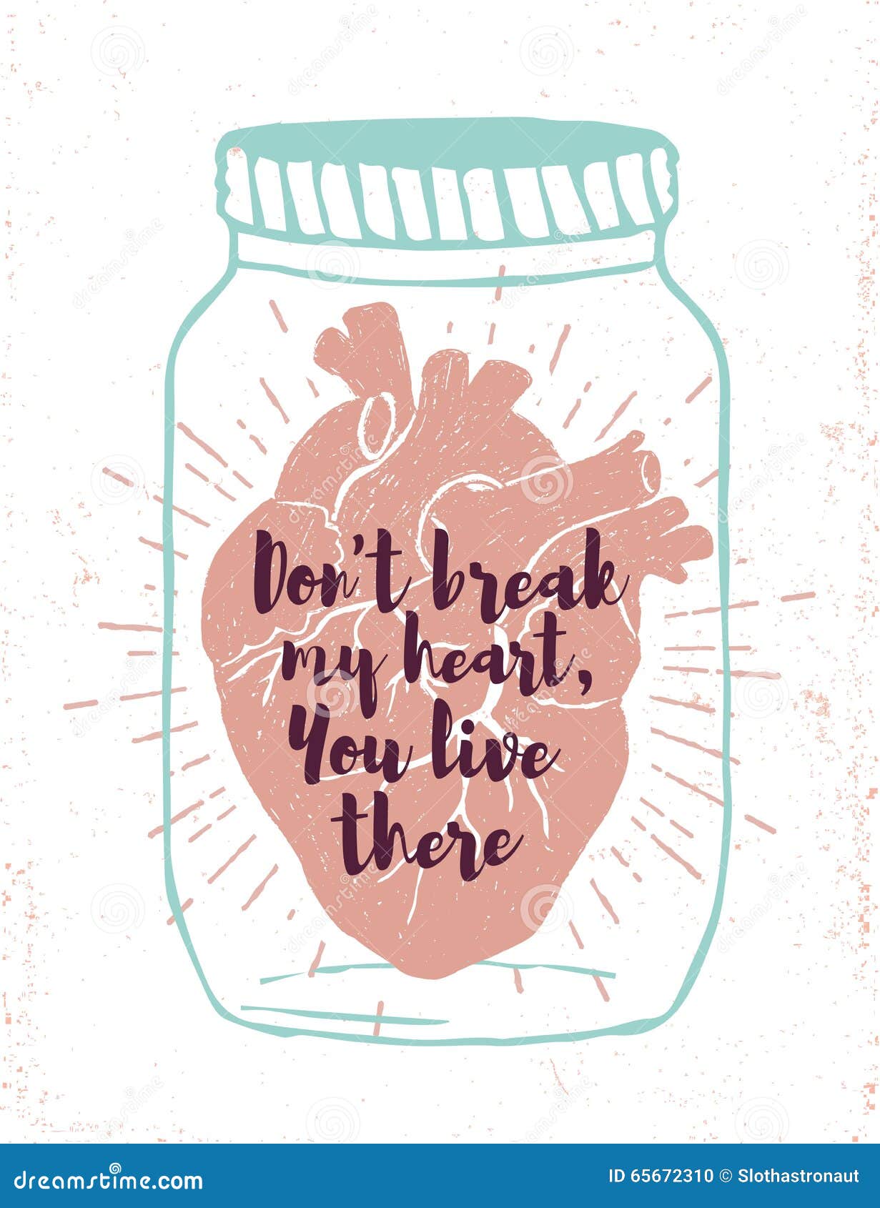 Romantic Poster with Human Heart in a Jar. Stock Vector - Illustration ...