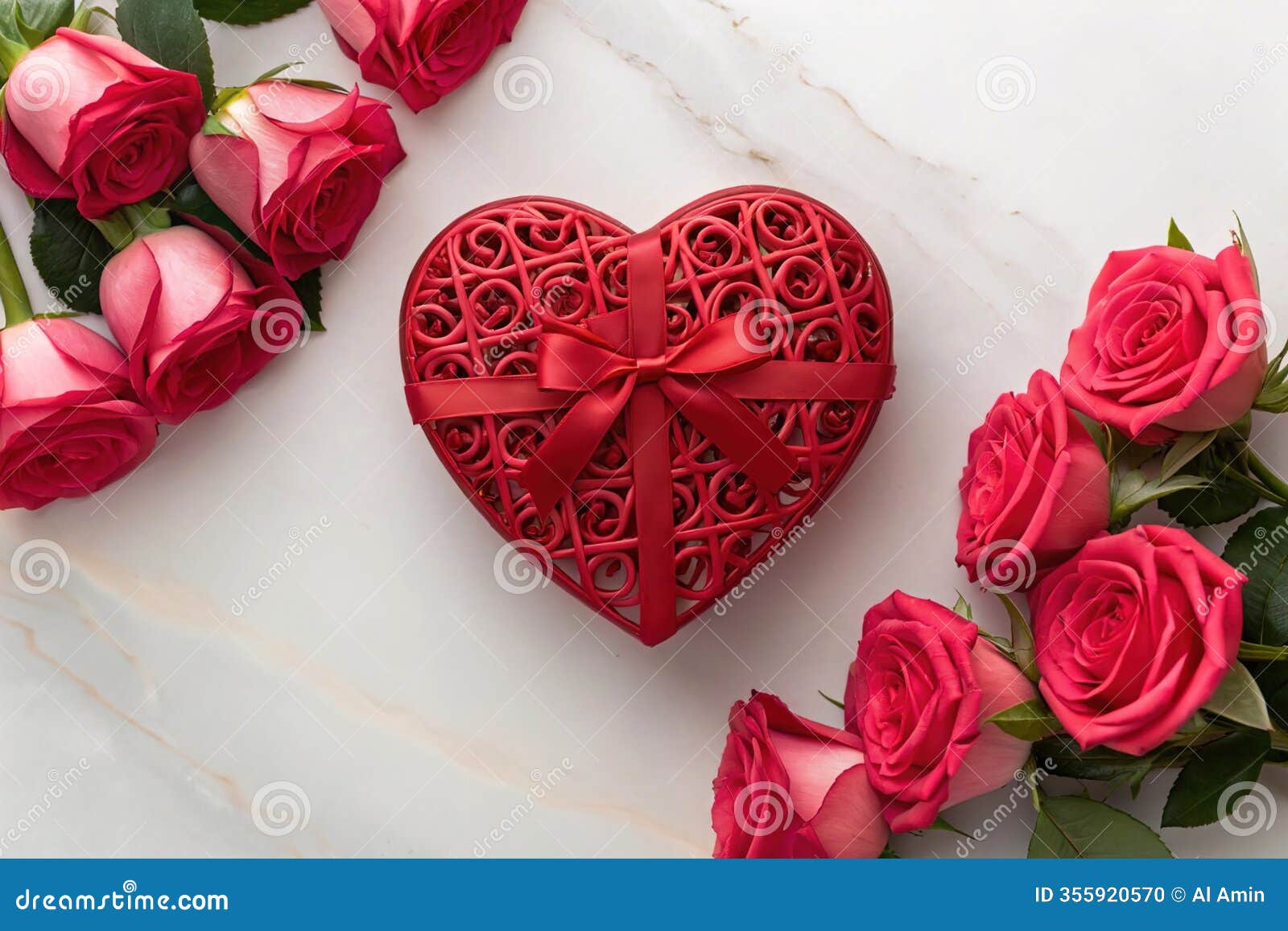A Heart Wrapped In Colorful Flower Petals, Papercraft, On Blue Turquise ...