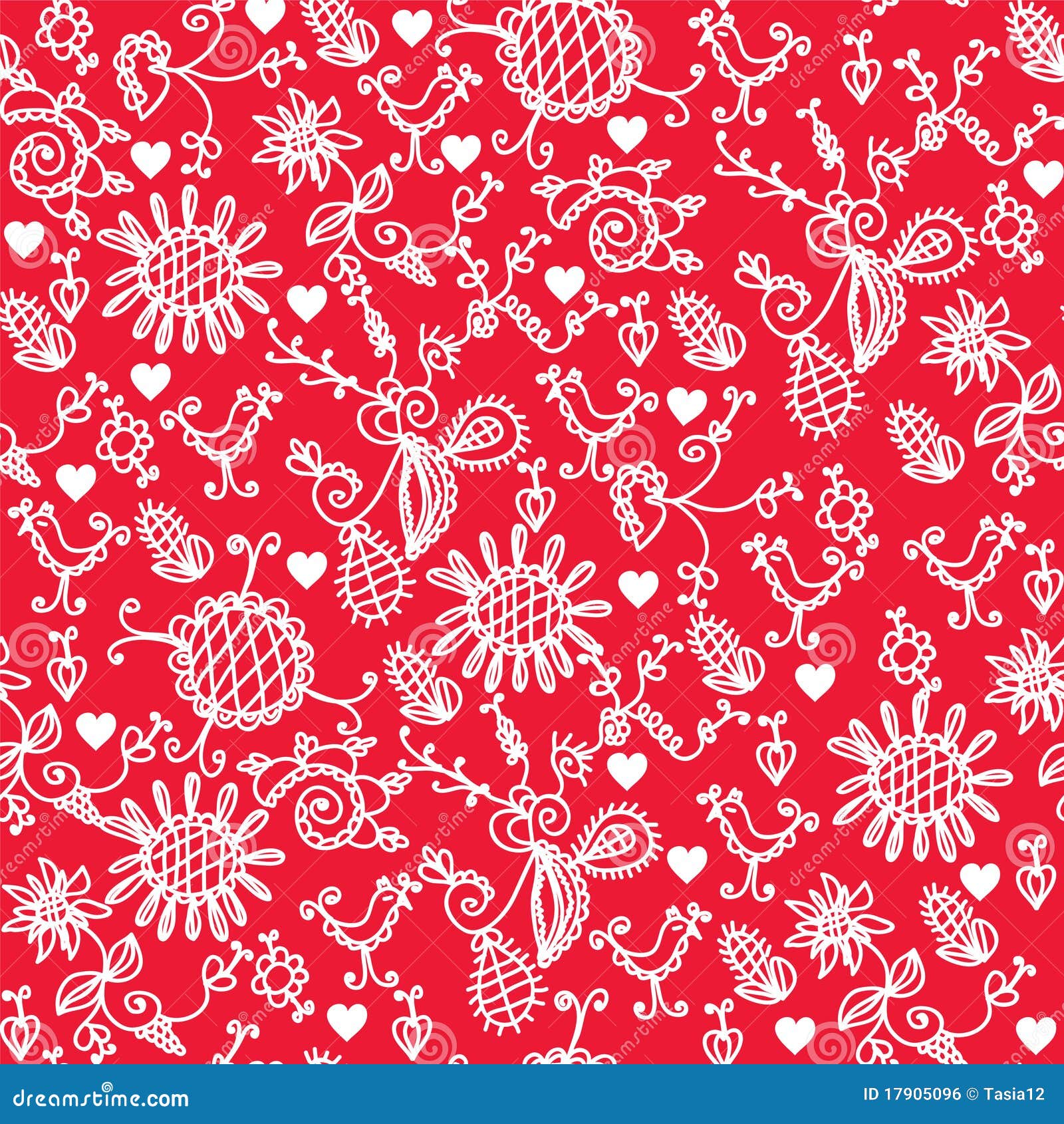 Romantic Red Seamless Pattern Stock Vector - Illustration of animal ...