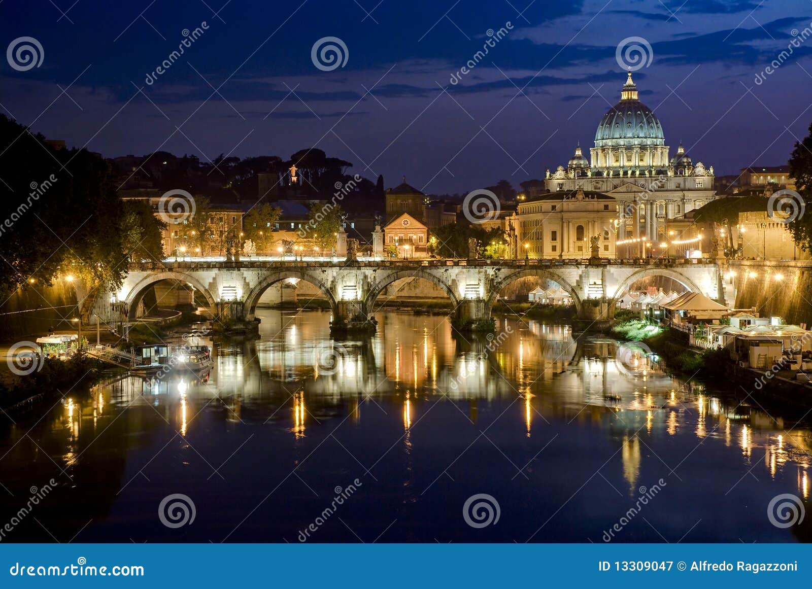 Romantic Rome stock image. Image of blue, dome, bridge - 13309047