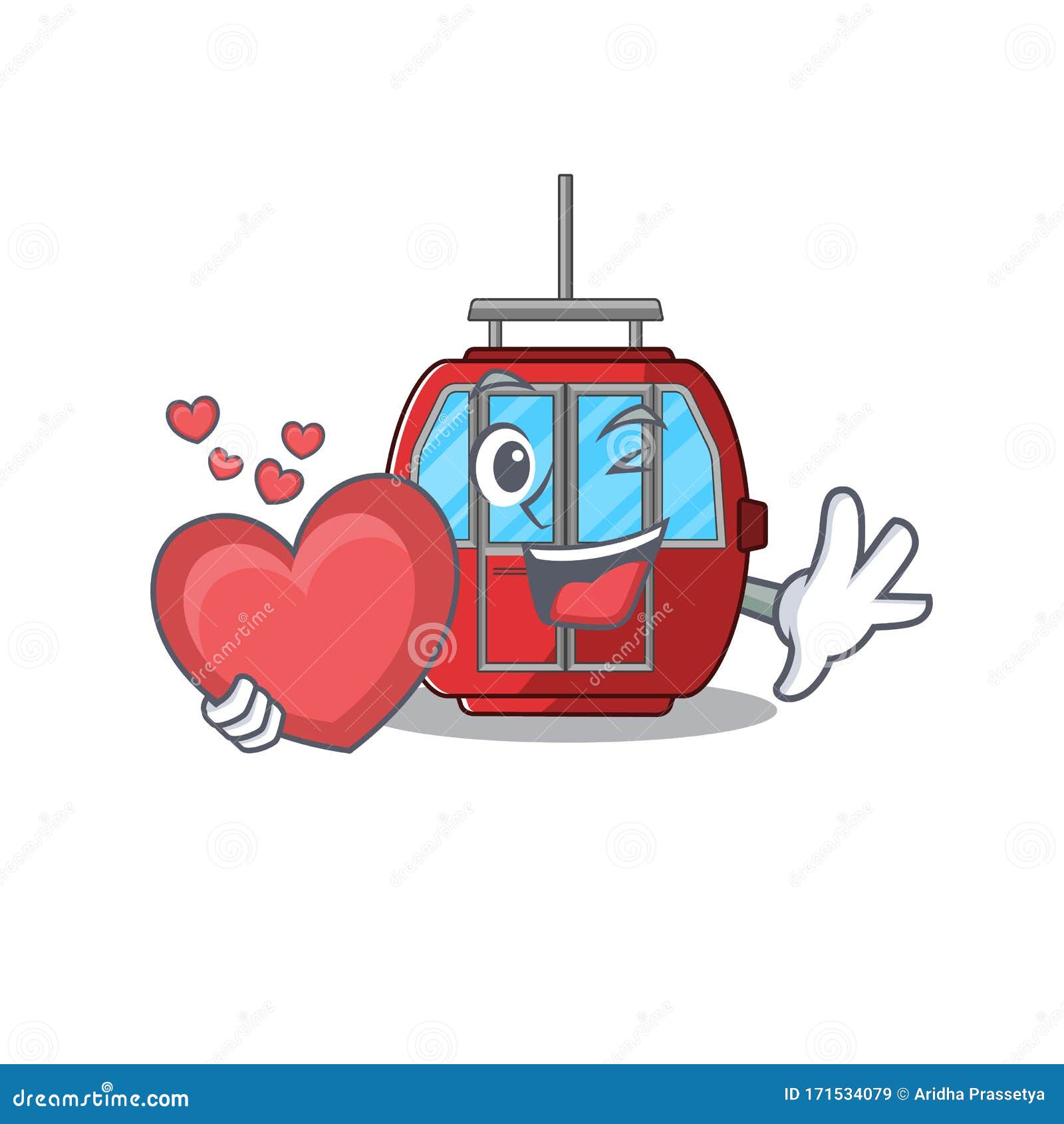 Romantic Ropeway Cartoon Picture Holding a Heart Stock Vector ...
