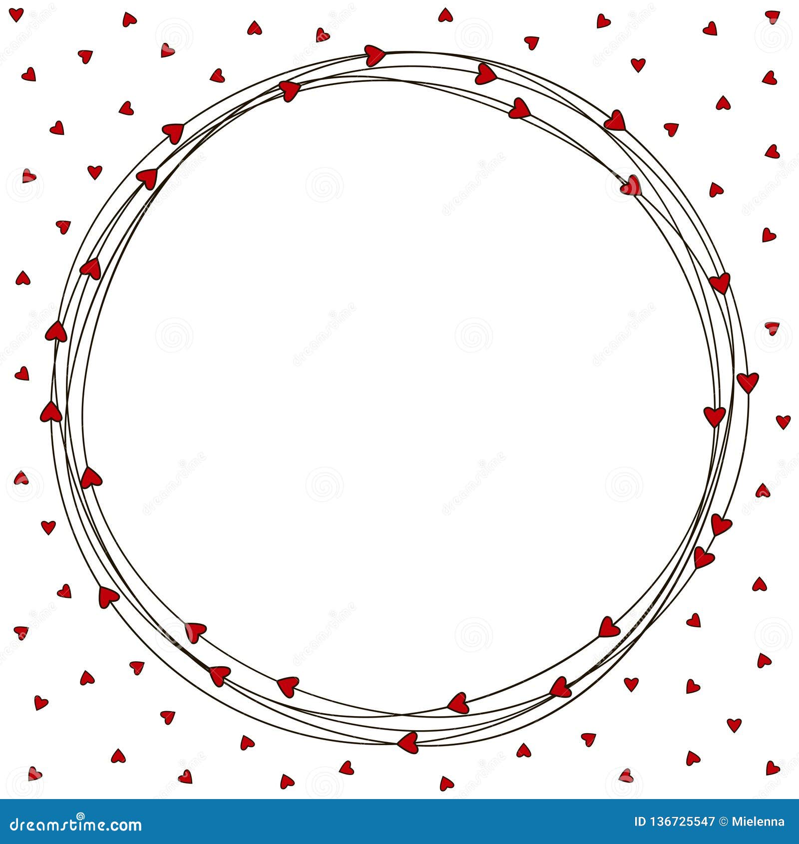 The Romantic Round Frame with Red Hearts. Vector. Stock Vector ...