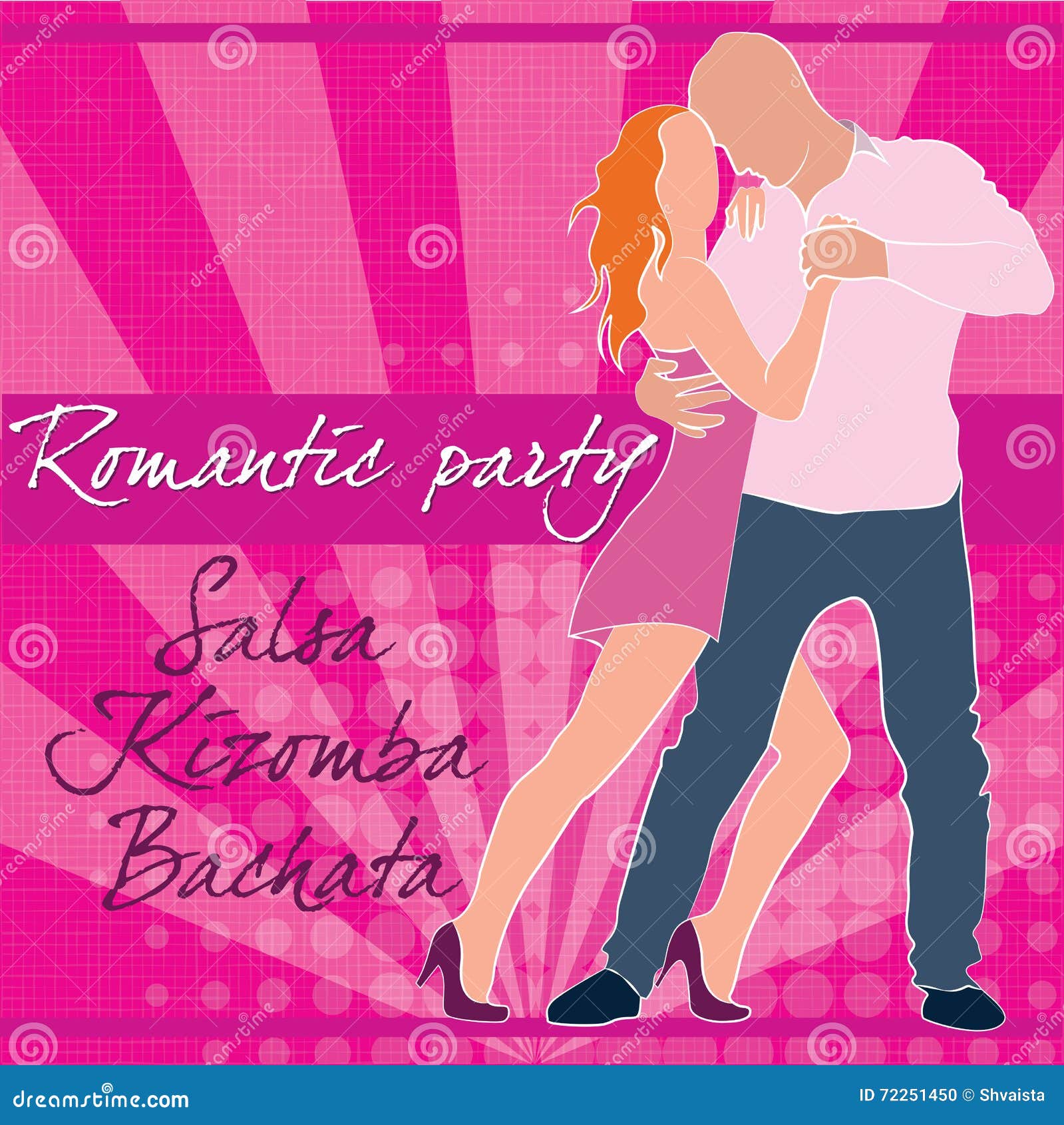 Salsa Party Dance Poster. Elegant Couple Dancing Salsa. Retro Style ...