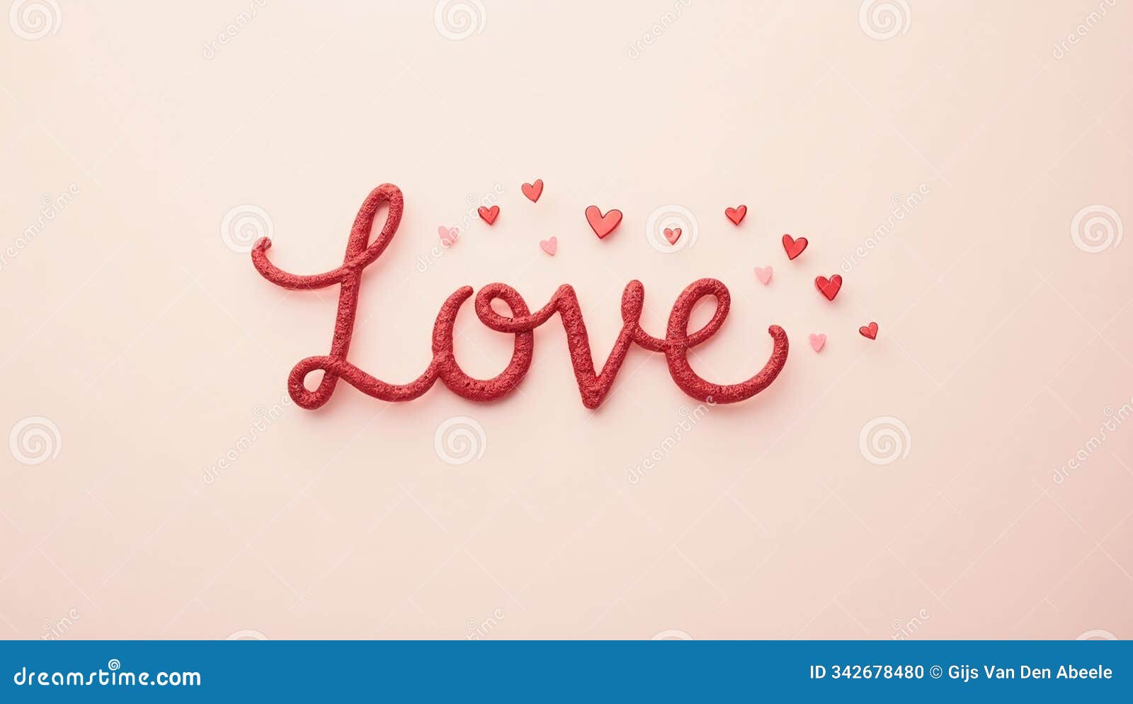 Romantic Script Love with Floating Heart Doodles Stock Illustration ...