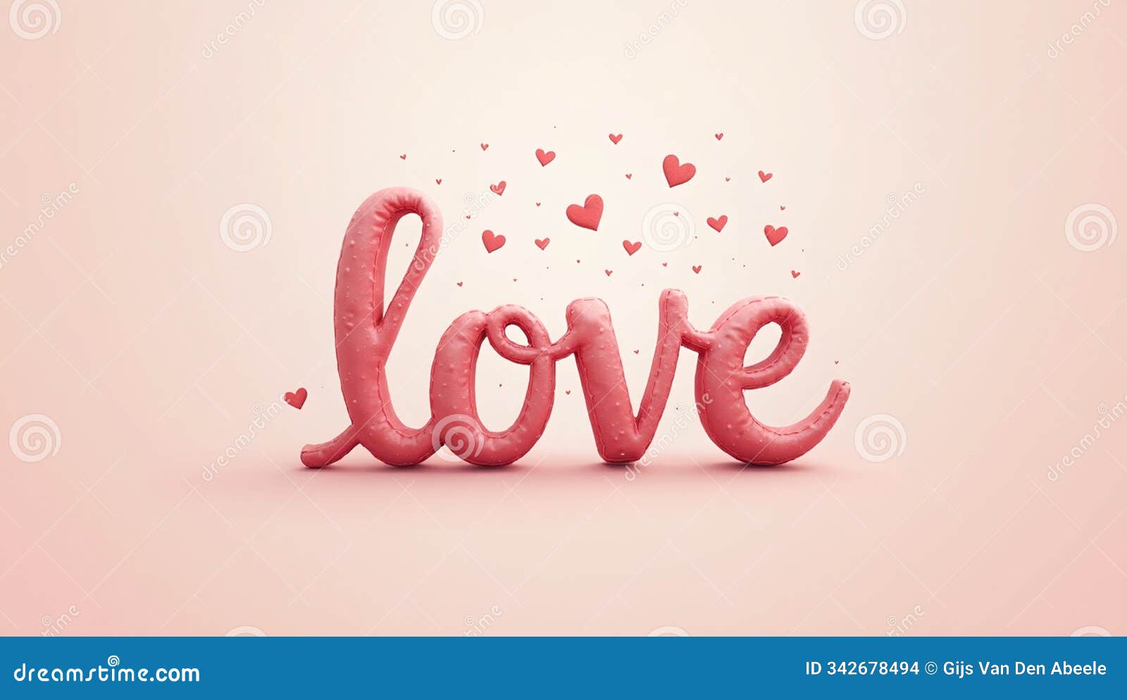 Romantic Script Love with Floating Heart Doodles Stock Illustration ...