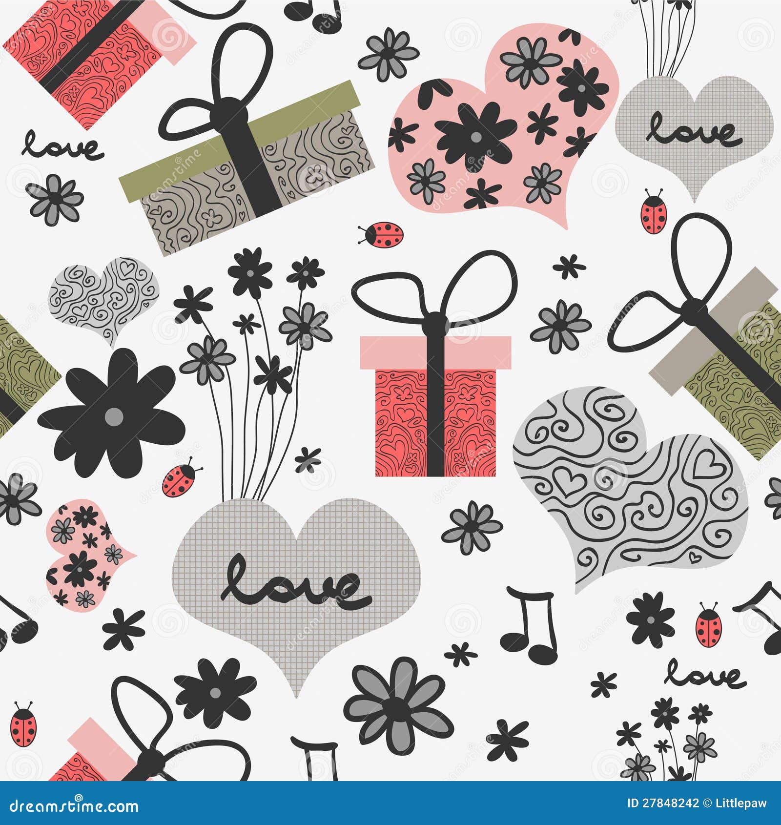 Romantic seamless pattern stock vector. Illustration of gift - 27848242