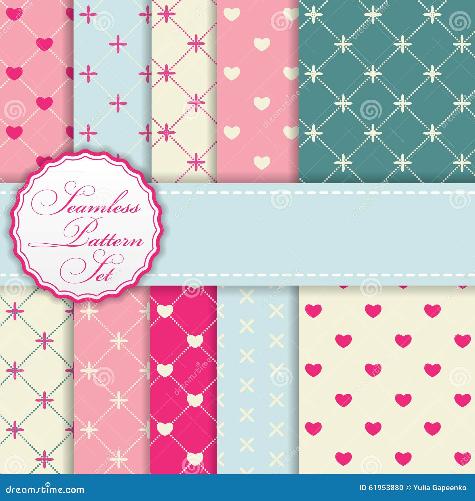 Romantic Seamless Pattern Background Set Vector Stock Vector ...