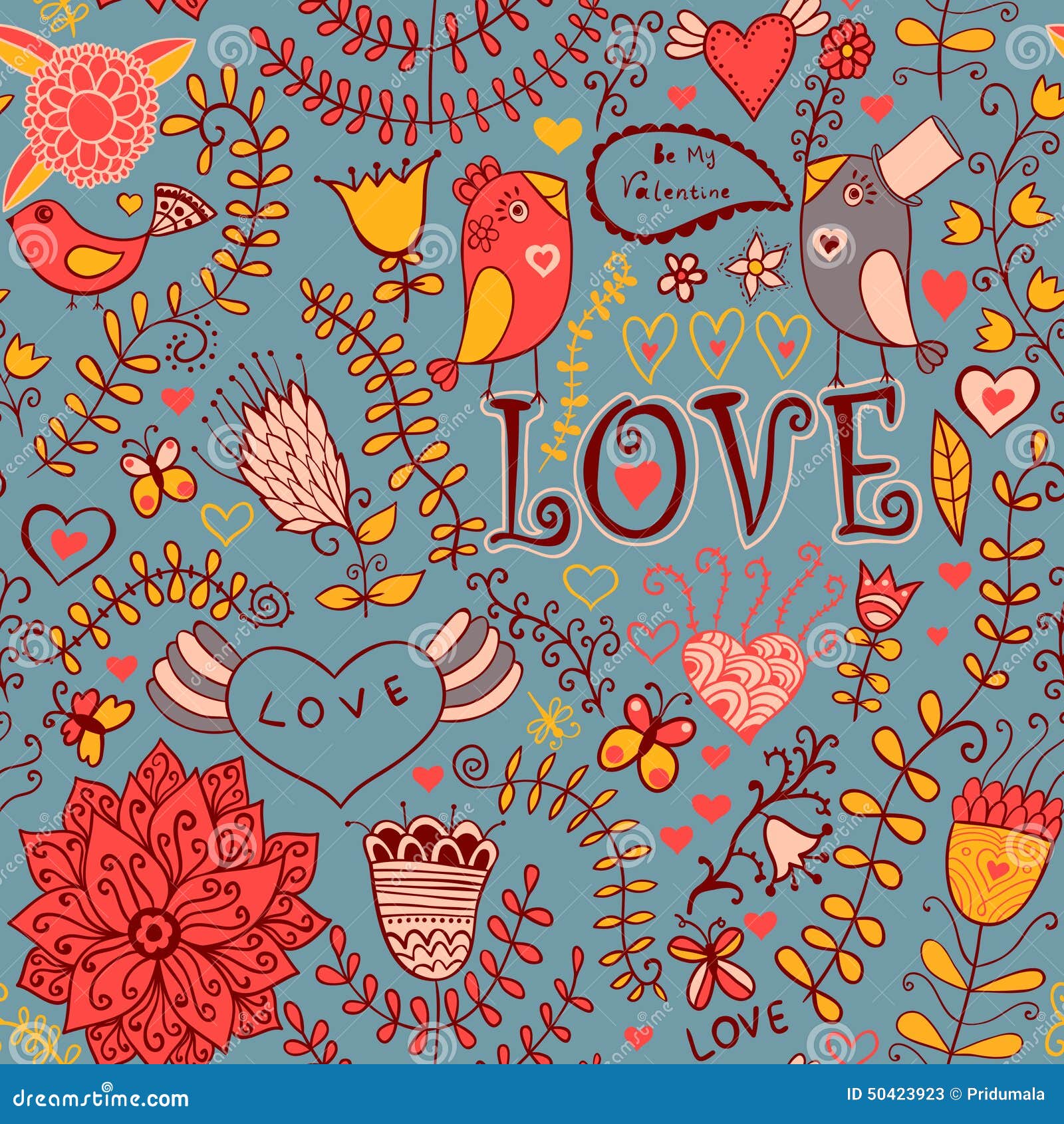 Romantic Seamless Pattern with Hearts Stock Vector - Illustration of ...