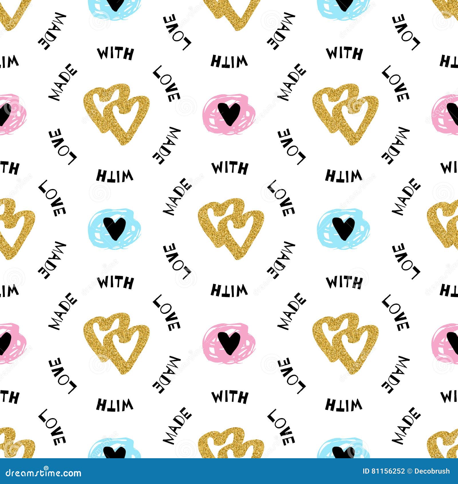 Romantic Seamless Pattern Repeating Love Background Golden Heart