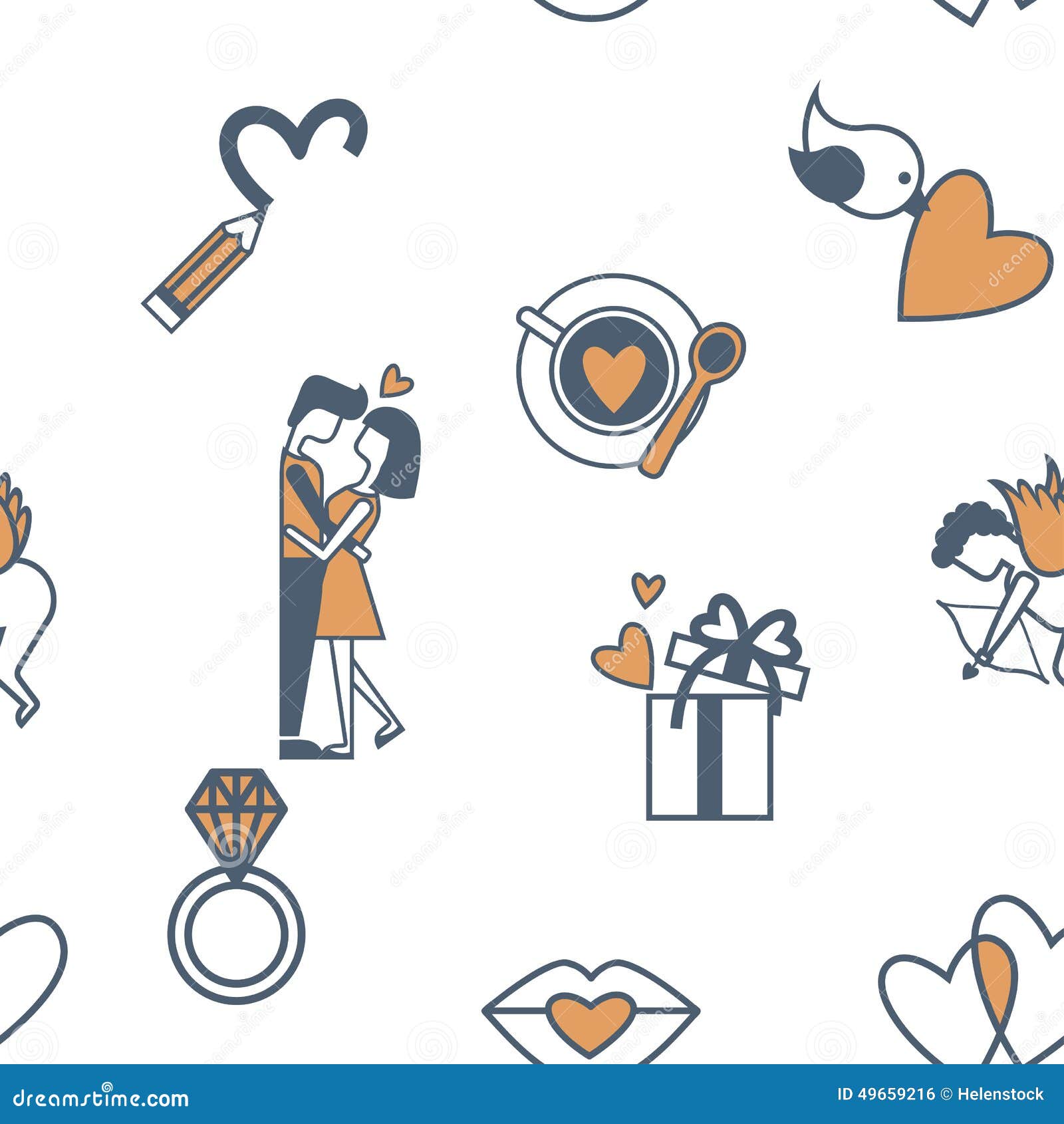 Romantic Seamless with Symbols of Valentines Day Stock Vector ...
