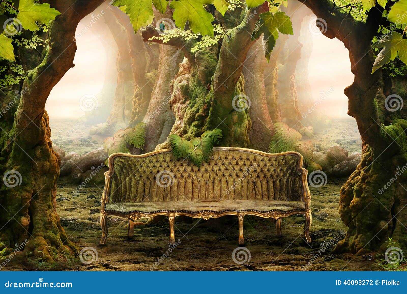 Antique Thicket Landscape Painting With Visible Brush Strokes Stock ...