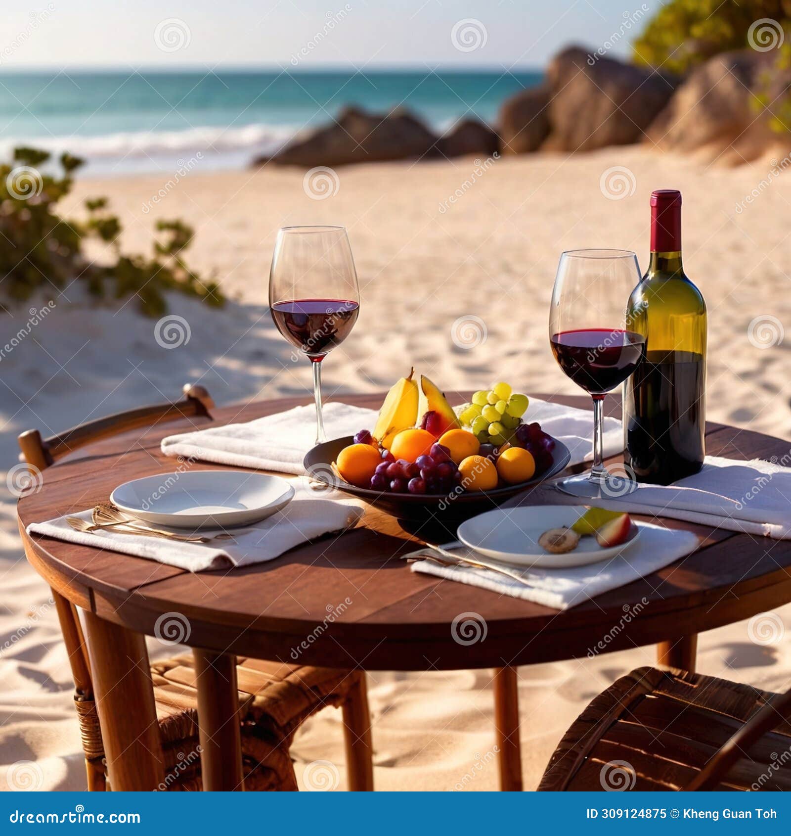 Romantic Set Table for Two Dinner at Sunset on Tropical Beach Stock ...