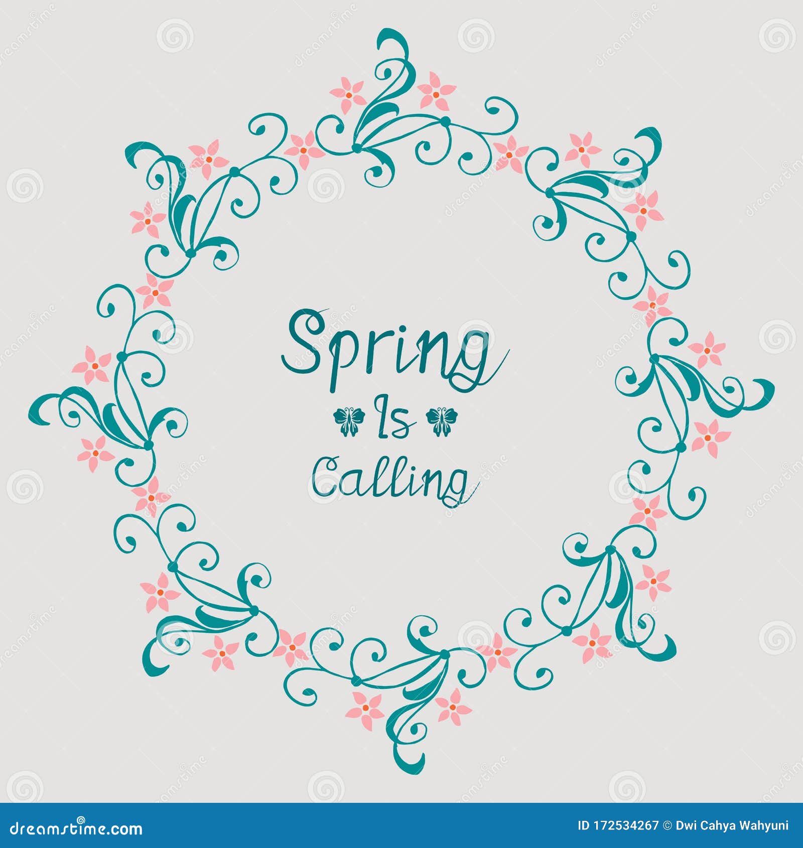 Romantic Shape of Leaf and Floral Frame, for Spring Calling Greeting ...