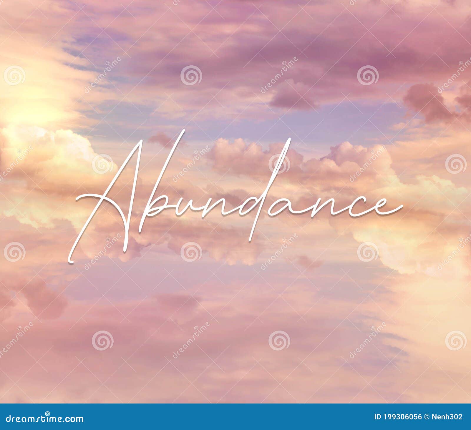 Amazing Pink Sky with the Word Abundance Stock Photo - Image of motto ...