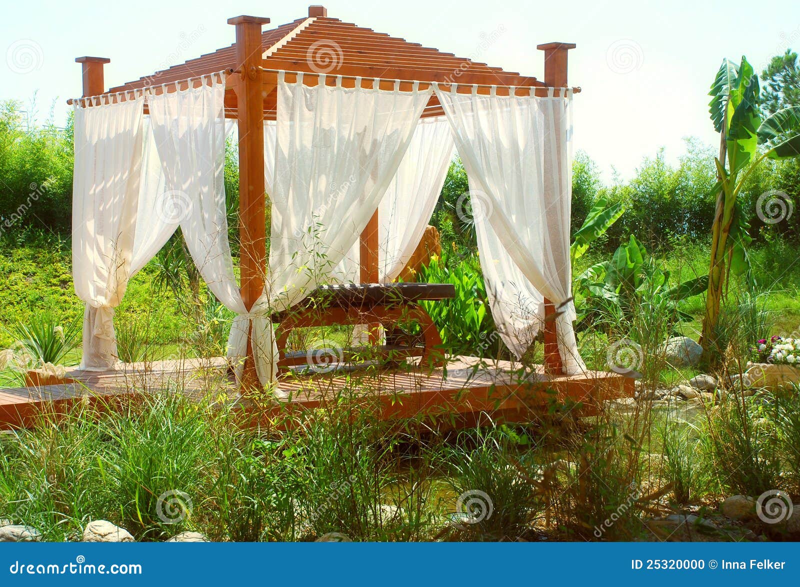 Romantic Spa Pavilion with Curtain Stock Photo - Image of pavilion ...