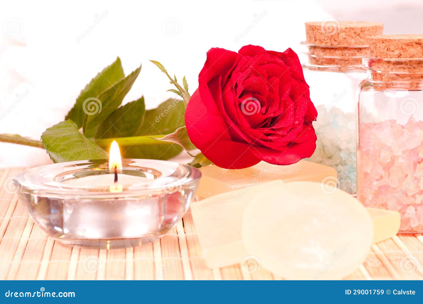 Romantic Spa with Rose and Candle Close Up Stock Image - Image of ...