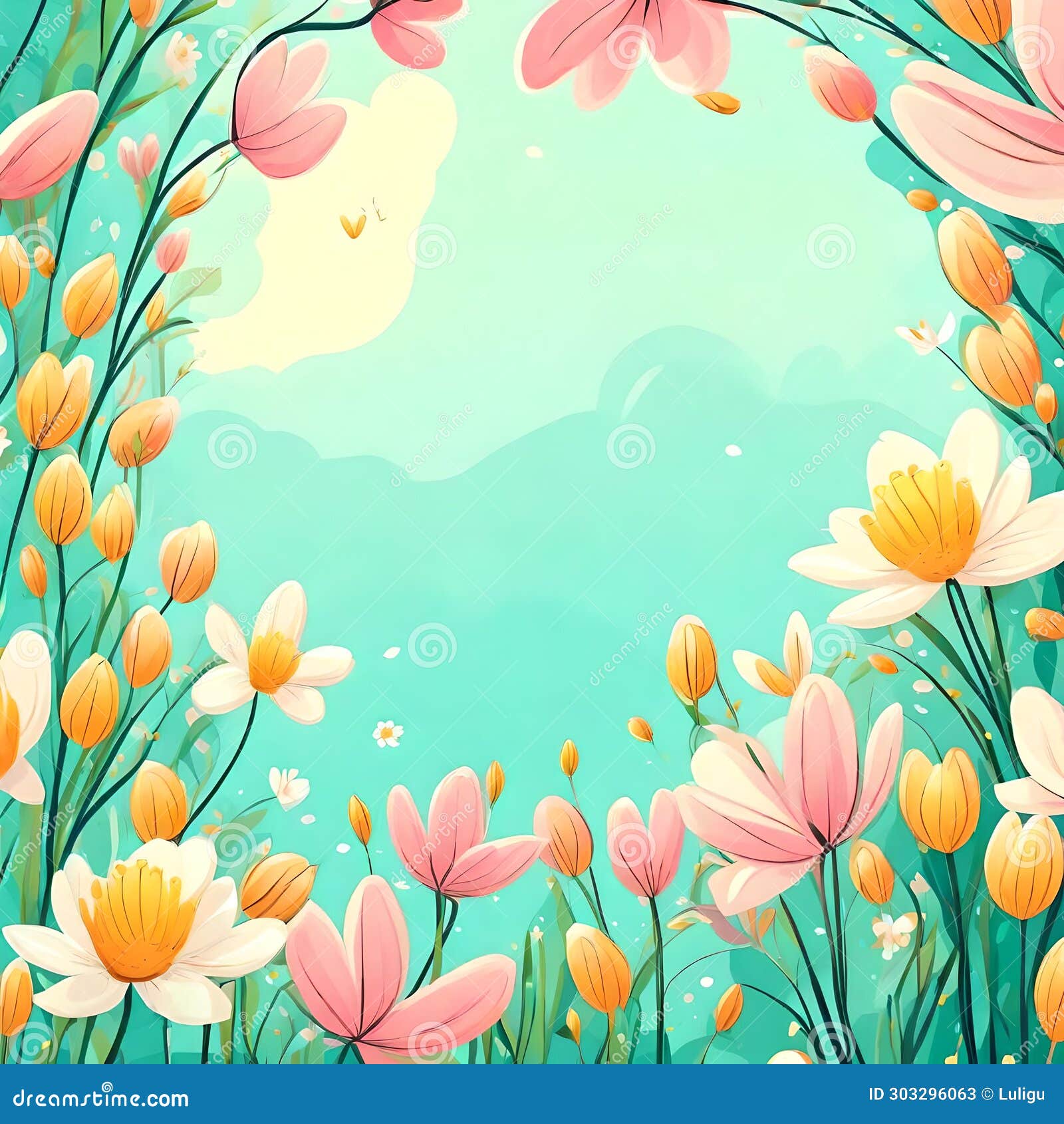 Romantic Spring Floral Frame Background - Copy Space Stock Illustration ...