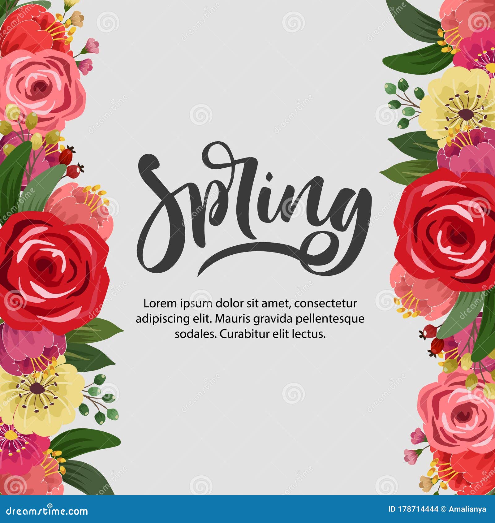 Romantic Spring Flower Border Rose Frame Border Stock Vector ...