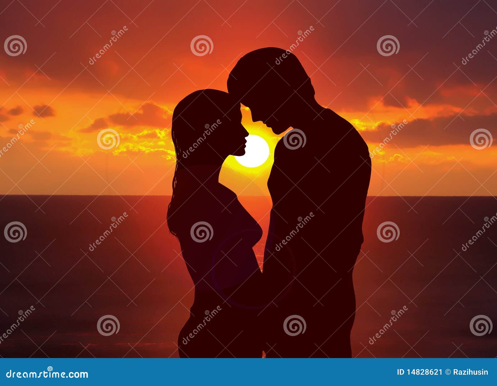 Romantic sunset stock illustration. Illustration of lover - 14828621