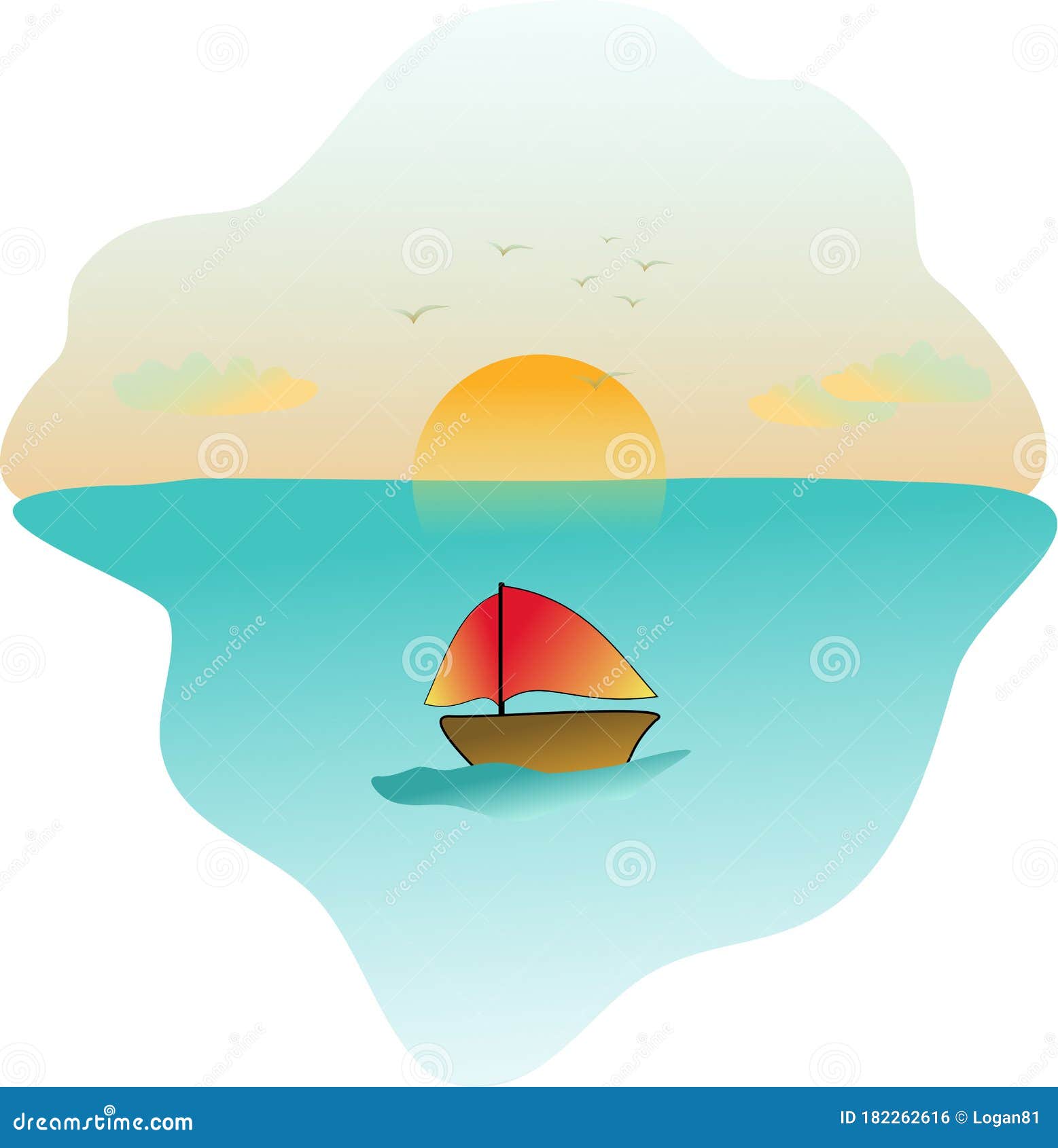 Sunset Boat Silhouette Logo Design With Dark Backgrounds, Sailboat ...