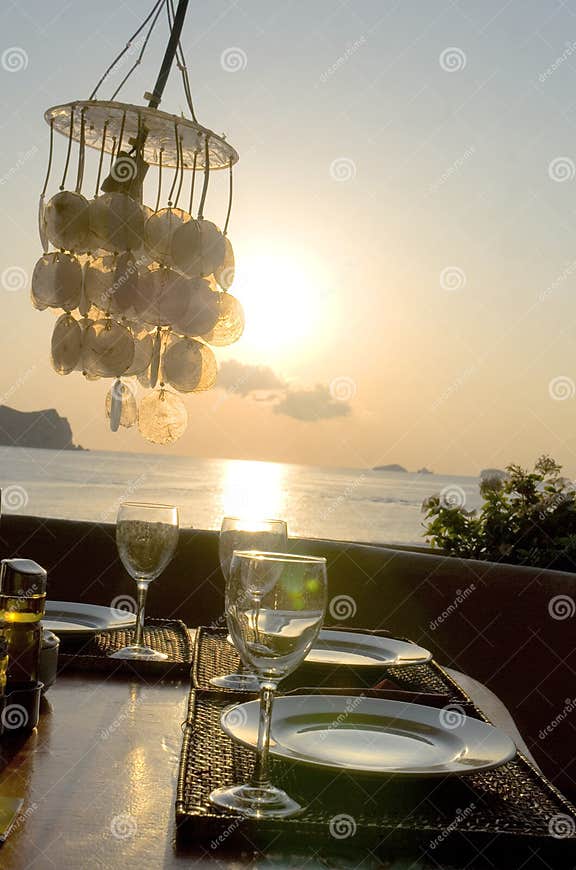 Romantic Sunset Dinner Table Stock Photo - Image of dispatch, beach ...