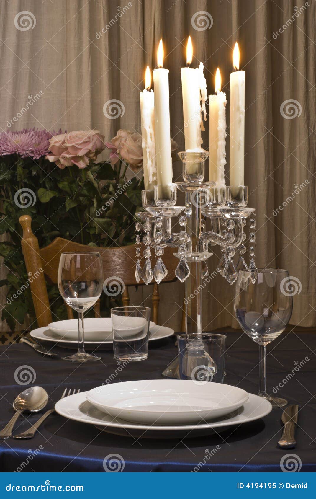 Romantic table stock image. Image of light, domestic, flatware - 4194195