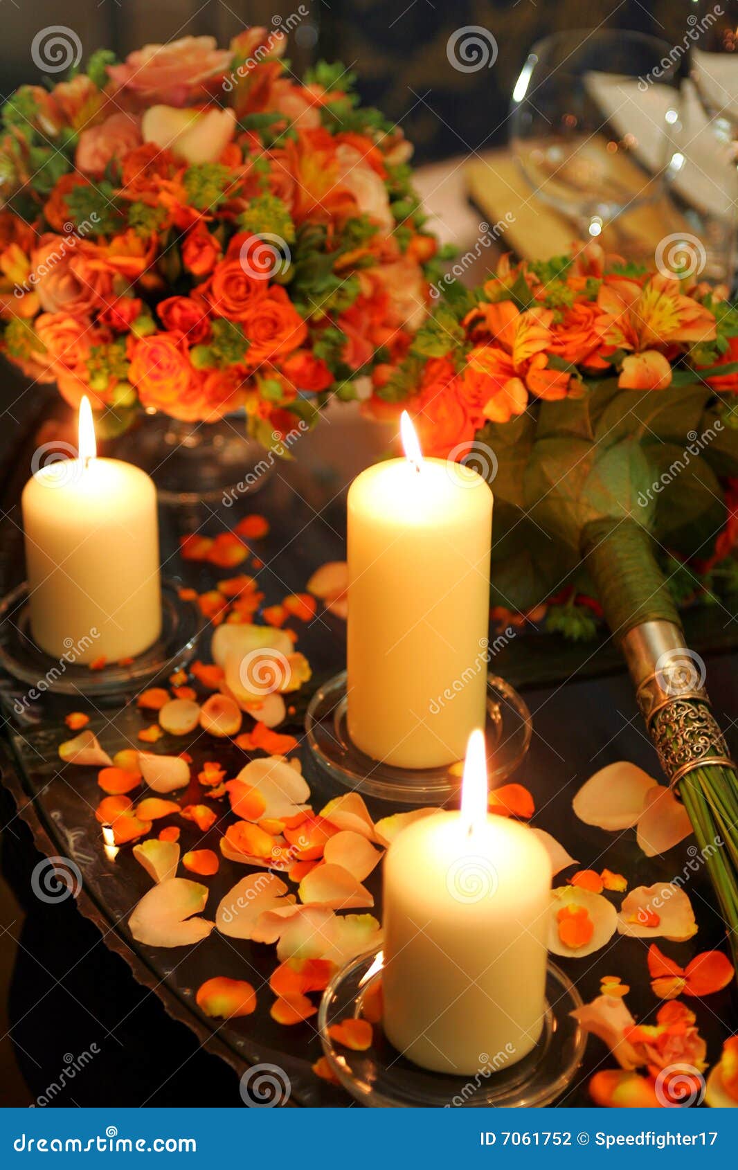 Romantic table setting stock photo. Image of objects, glows - 7061752