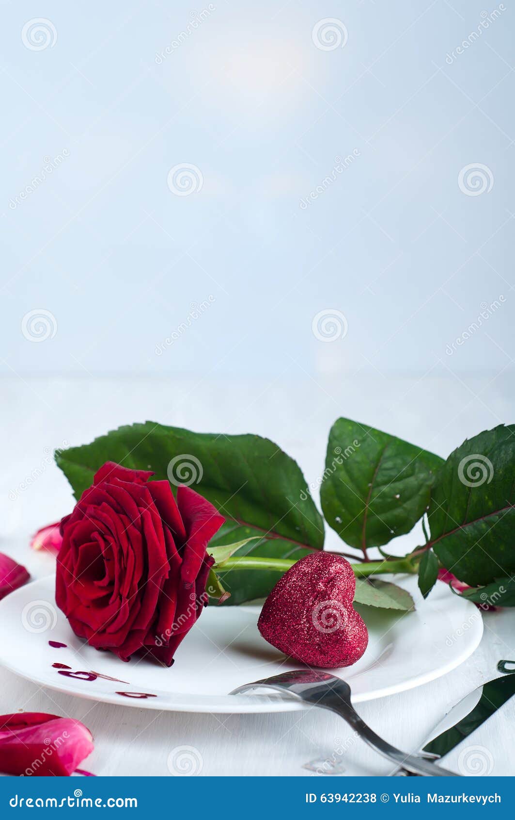 Romantic Table Setting with Rose Stock Photo - Image of dishware ...