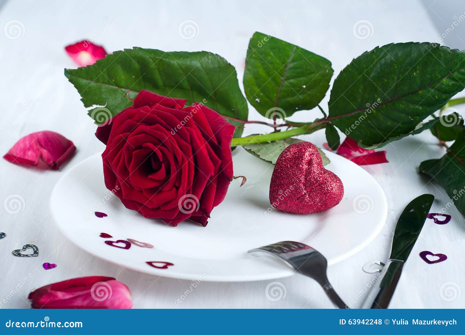 Romantic Table Setting with Rose Stock Photo - Image of dining ...