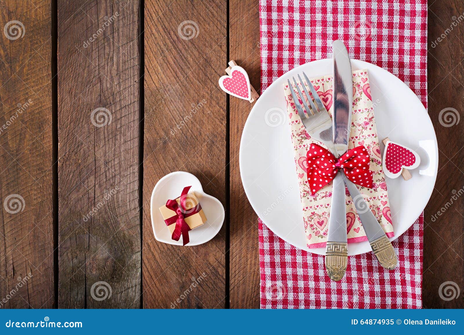 Romantic Table Setting for Valentines Day in a Rustic Style. Stock ...