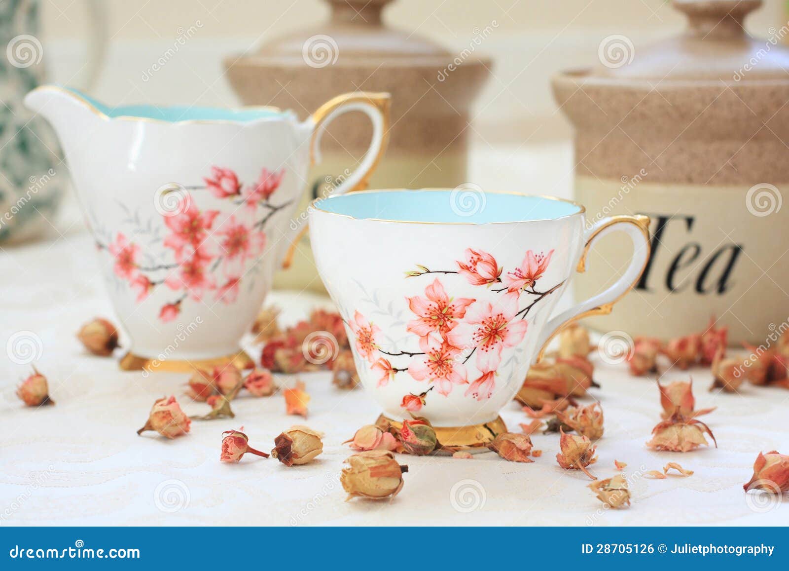 Romantic Tea /coffee Setting on the Table Stock Photo - Image of dish ...