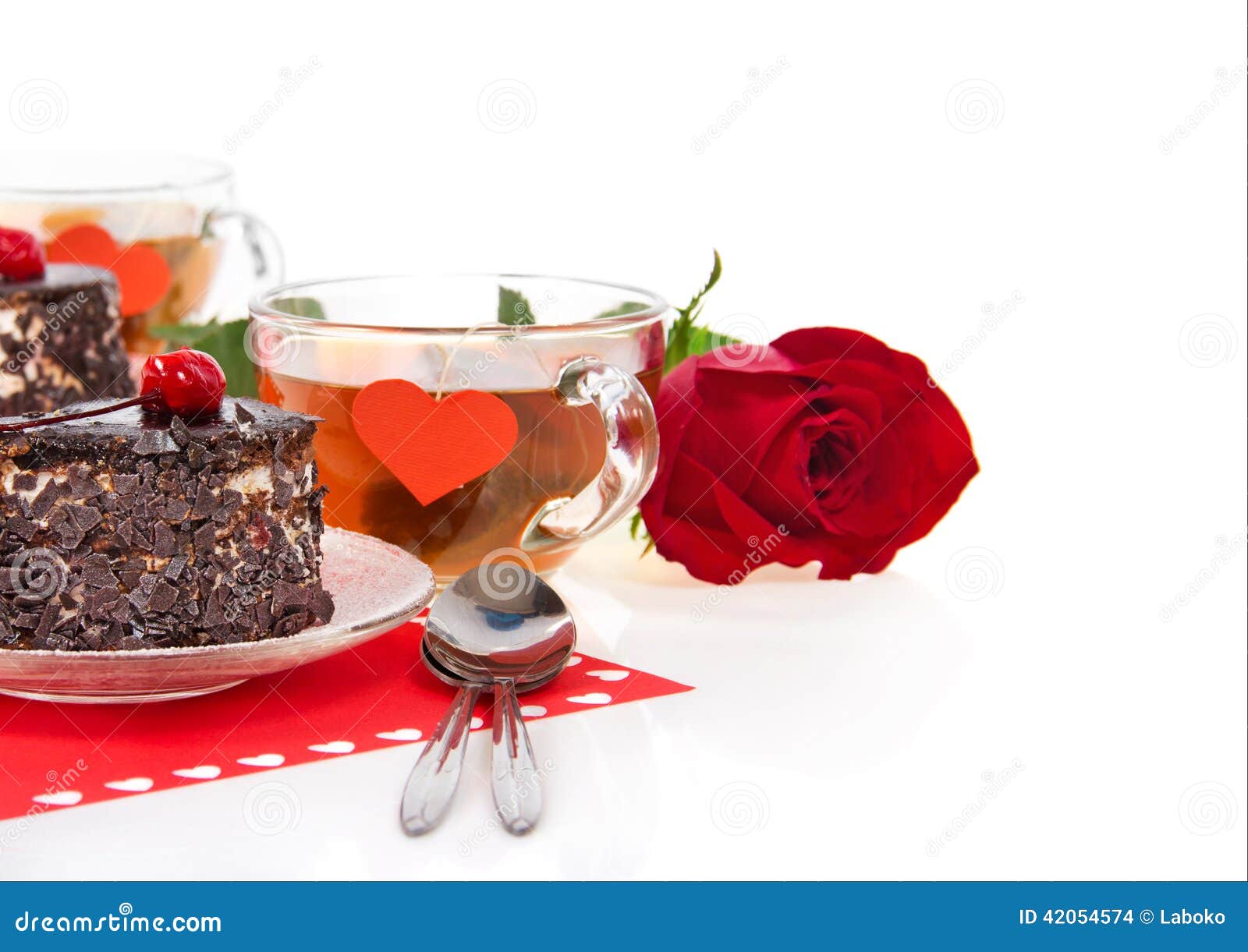 Romantic Tea Drinking with Cakes and Rose Stock Photo - Image of mother ...