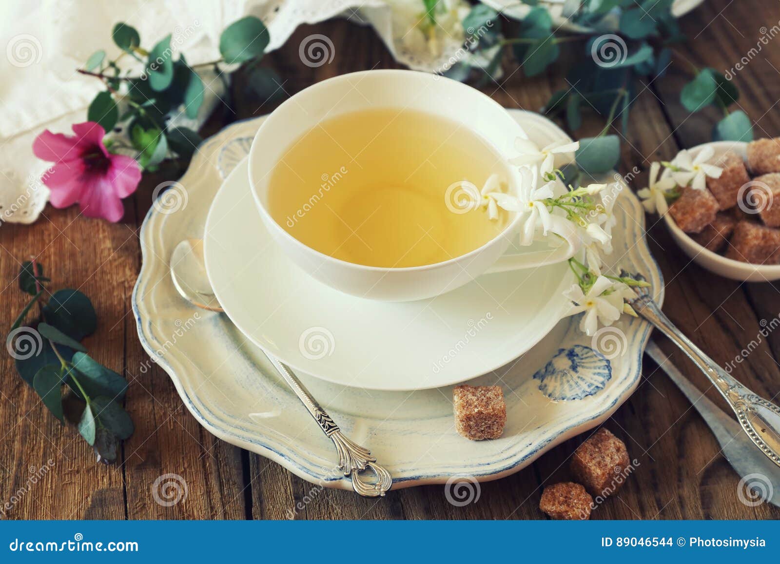 Romantic Tea Drinking with Jasmine Tea Stock Photo - Image of green ...