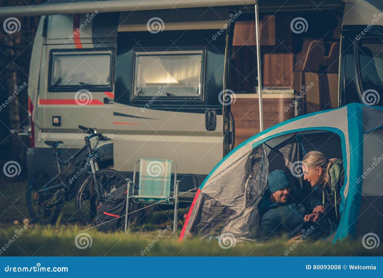 Romantic Tent Camping stock photo. Image of caravaning - 80093008