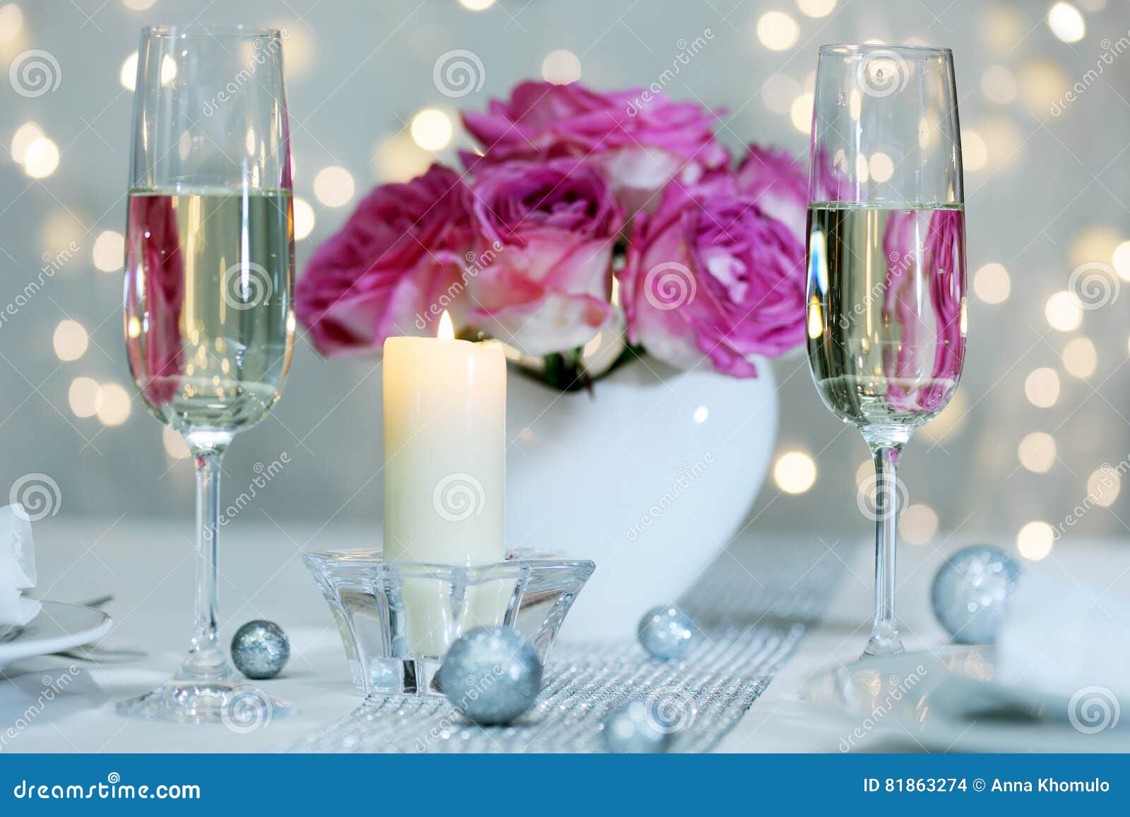 Romantic Toast in Restaurant Stock Photo - Image of flowers, bouquet ...