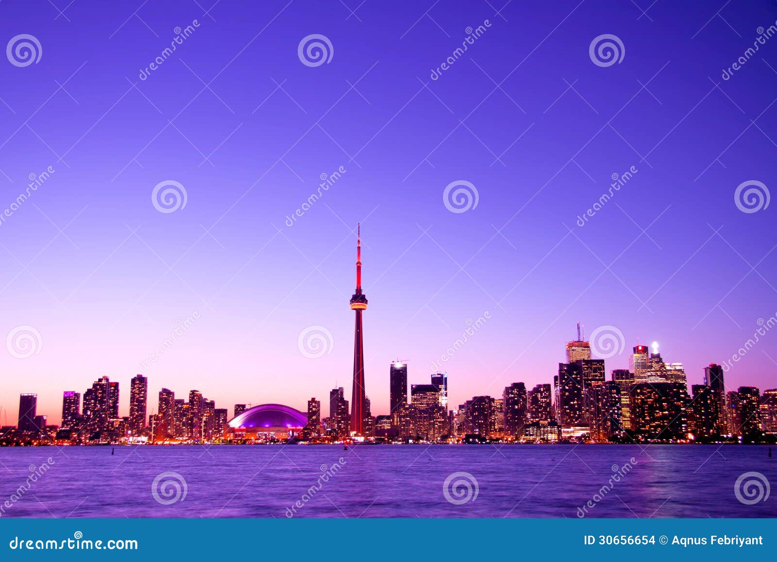 Romantic Toronto skyline stock photo. Image of nightlife - 30656654