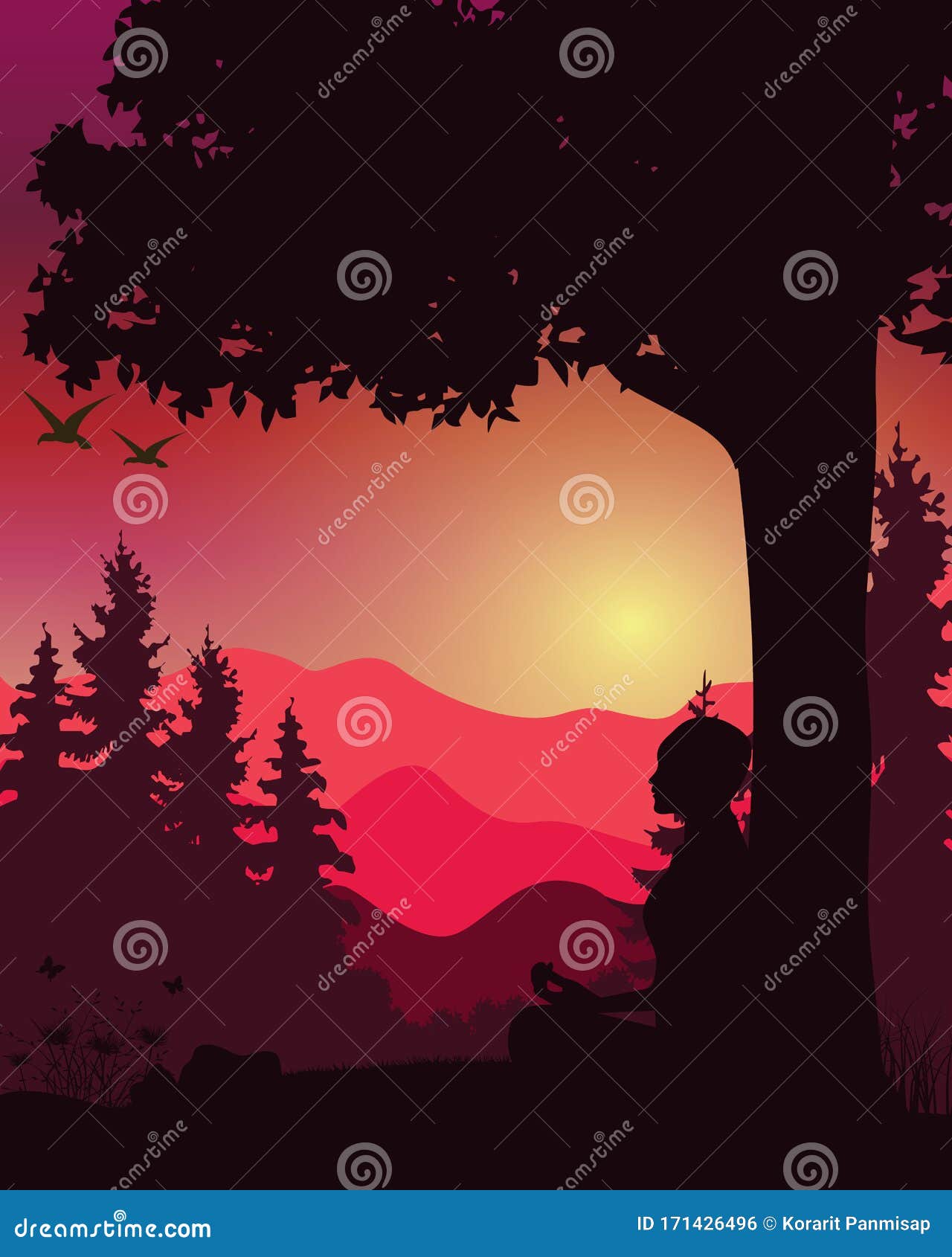 Romantic Under the Tree, Vector Illustrations Stock Vector ...