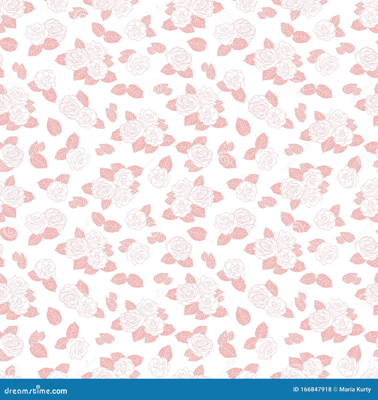 Romantic Vector Repeat Pattern with Small Roses on White Background ...