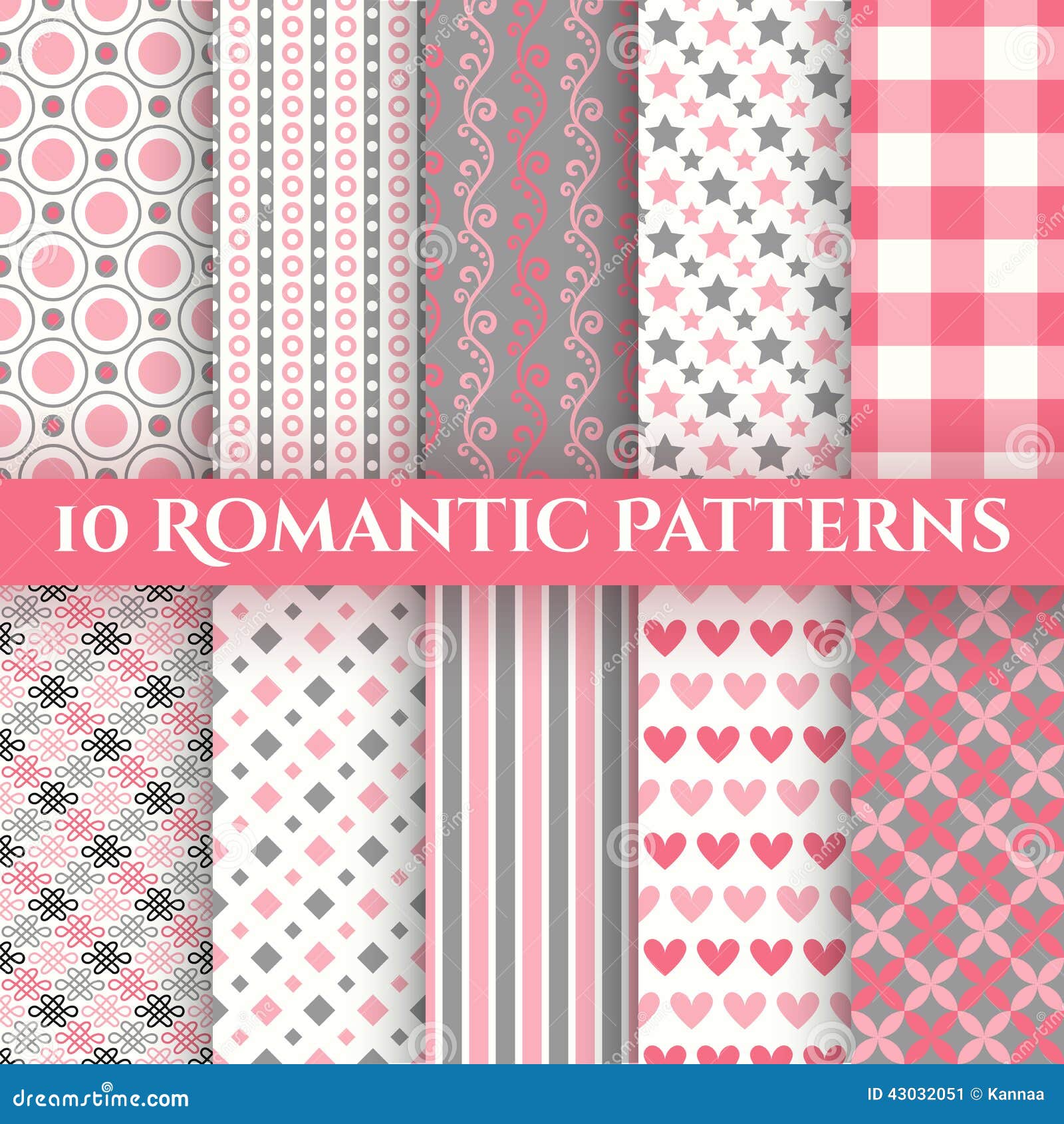 10 Romantic Vector Seamless Patterns Stock Illustrations – 182 10 ...