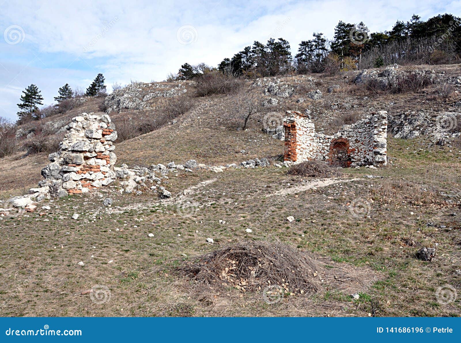 Ruins church and landscape stock photo. Image of peace - 141686196