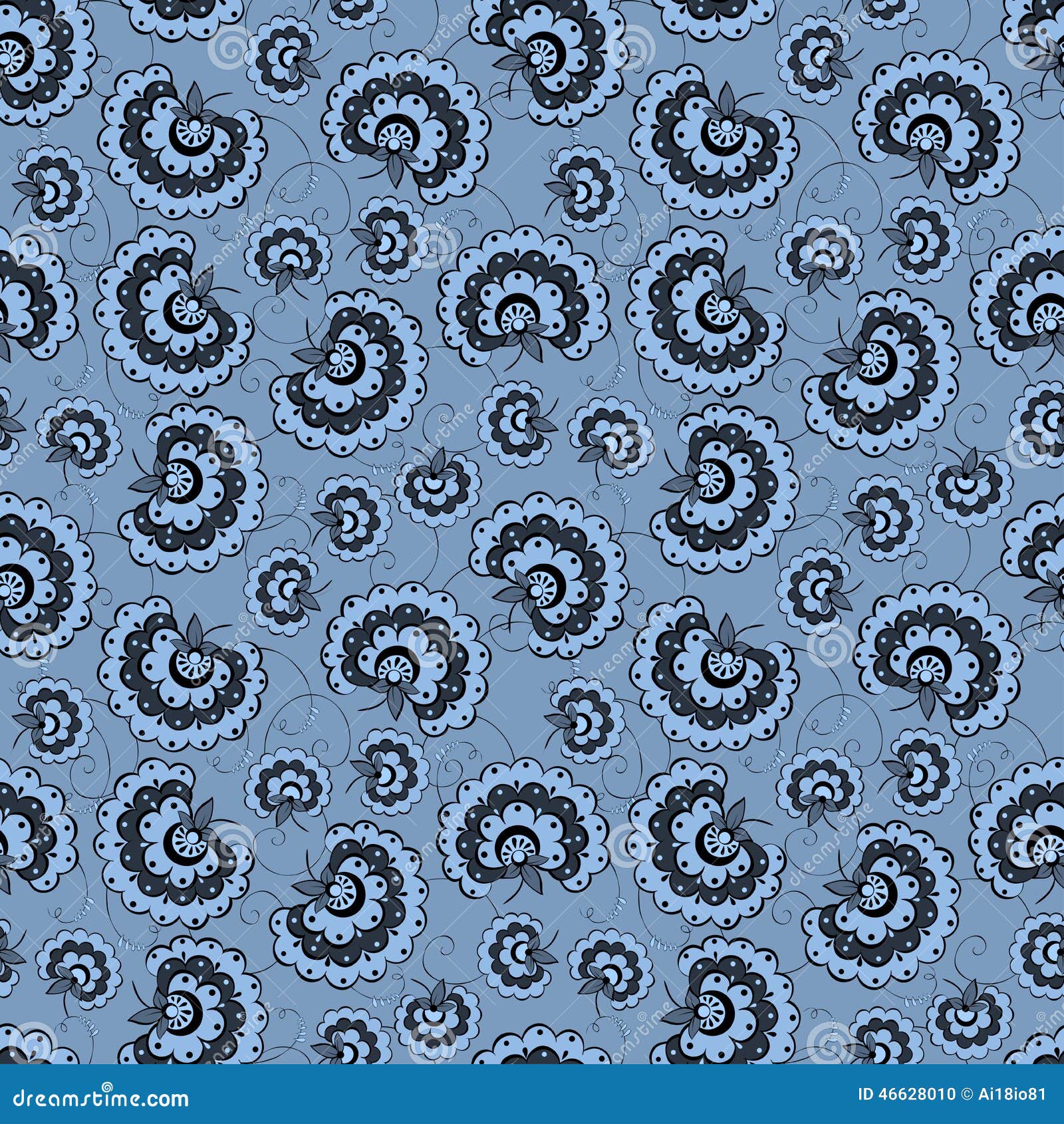 Romantic Vintage Blue Flower Pattern Stock Vector - Illustration of ...