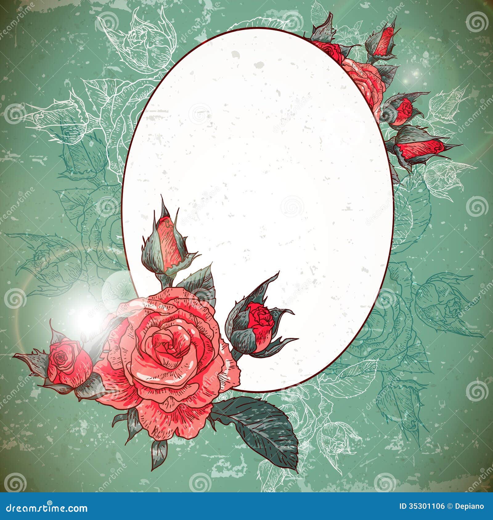 Romantic Vintage Rose Frame Stock Vector - Illustration of graphic ...