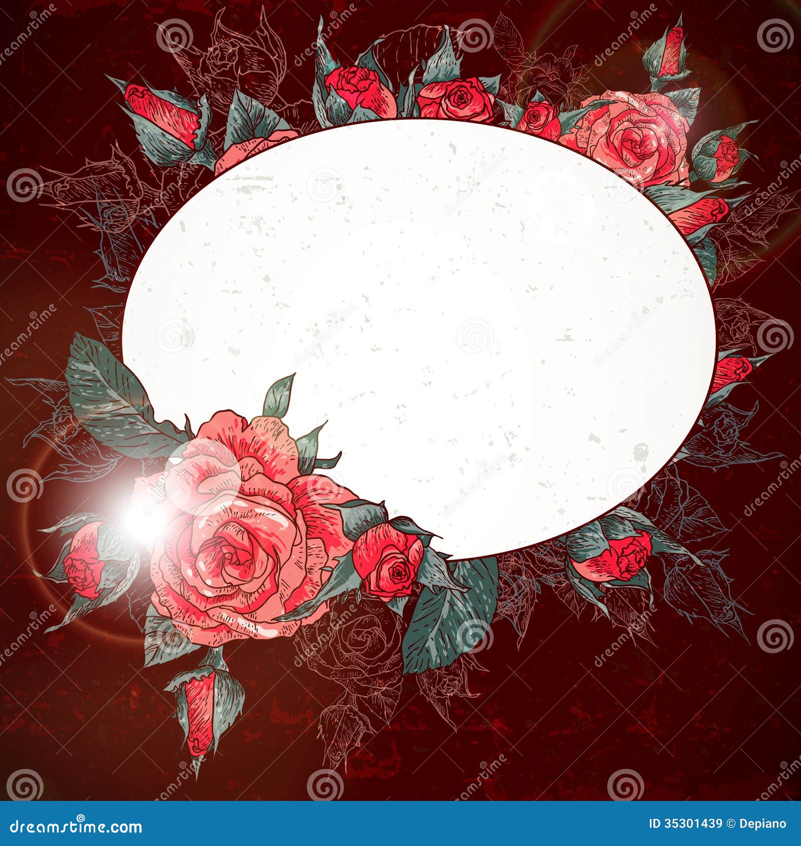 Romantic Vintage Rose Frame Stock Vector - Illustration of element ...